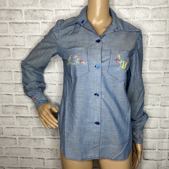 Vintage | Tops | Vintage Embroidered Button Down Shirt | Poshmark